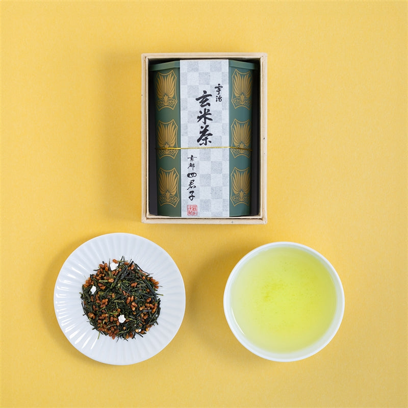 Japanese Tea Shikunshi Genmaicha “Kiku” – 150g Can – Fukujuen Global Online Shop